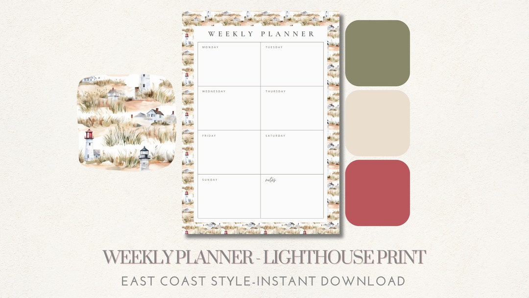 Lighthouses Weekly Planner PDF Instant Download Weekly Planner ...