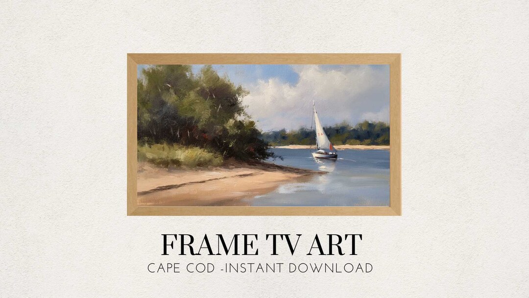 Cape Cod Sailboat Landscape Oil Painting New England Coastal for Frame ...