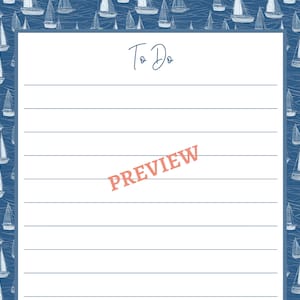 Stationery Instant Download Planner Printable Hamptons Theme Sail Boats ...