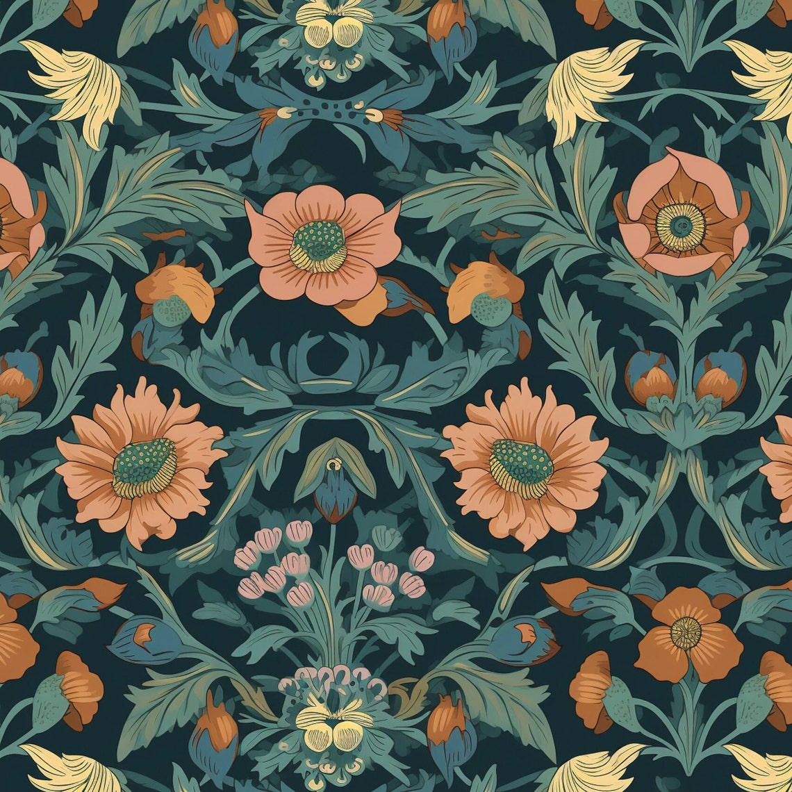 Desktop Wallpaper Vintage Victorian Floral- William Morriss Style ...