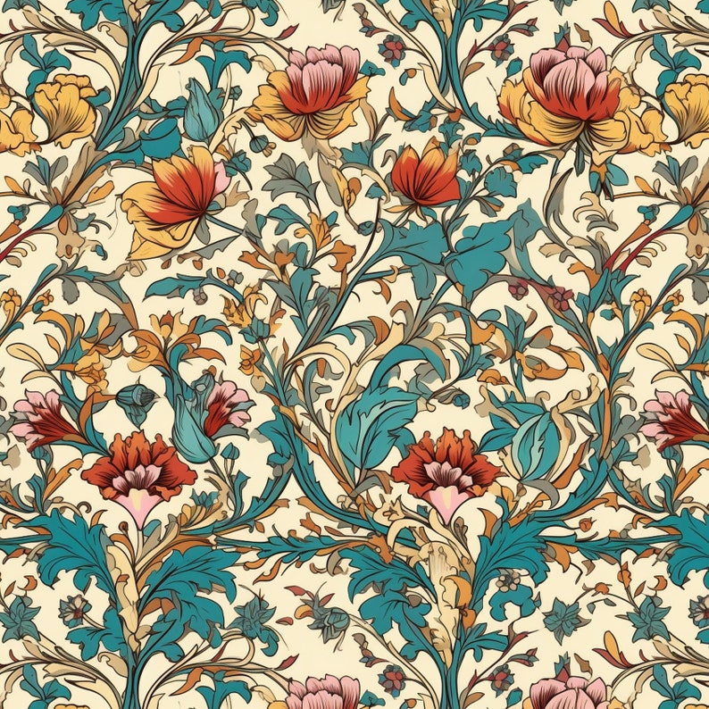 Vintage Floral Desktop Wallpaper - William Morris Style (digital ...