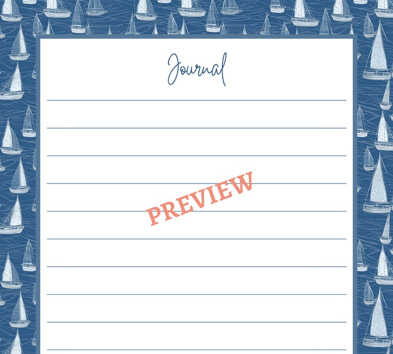 Stationery Instant Download Planner Printable Hamptons Theme Sail Boats ...