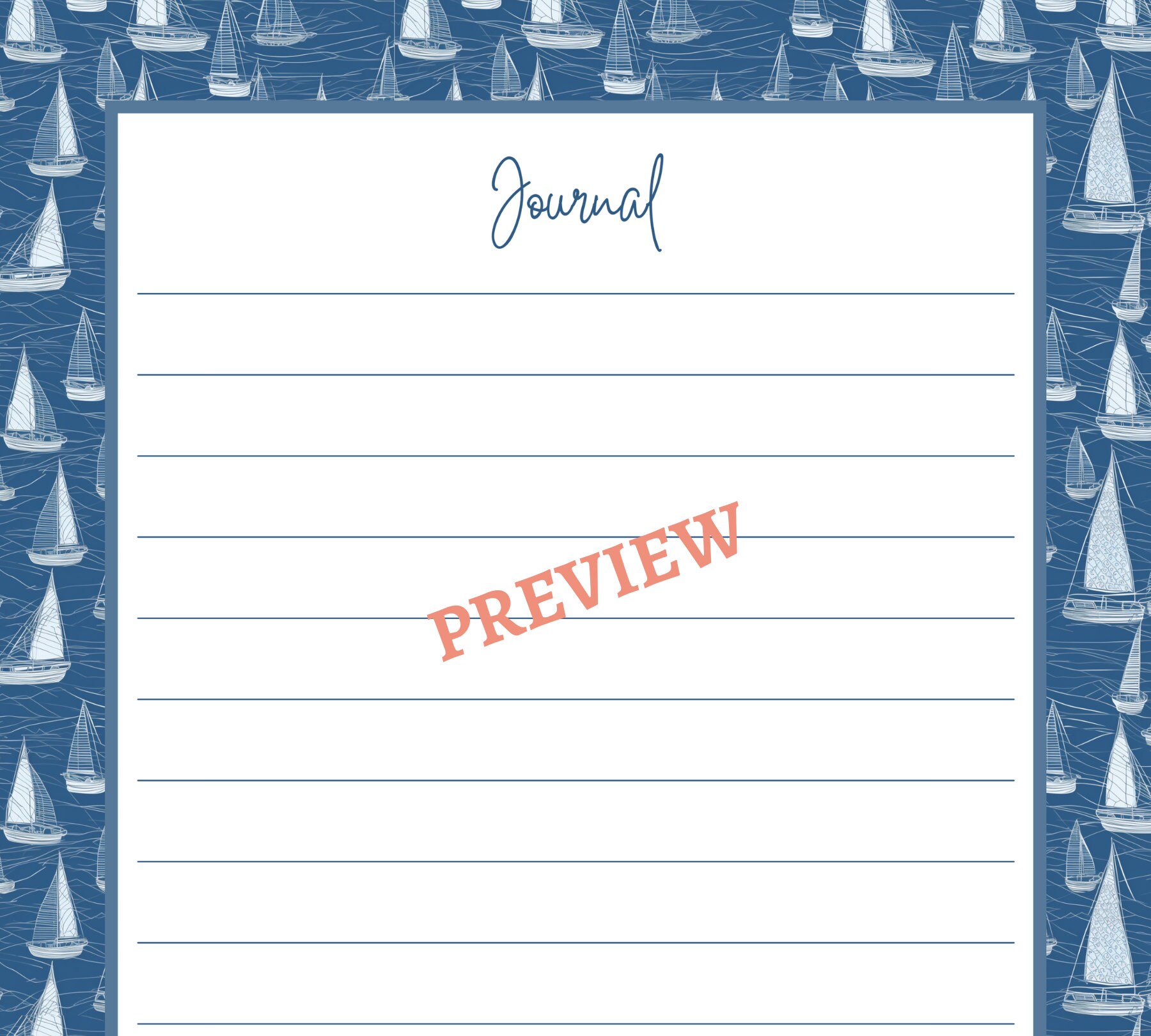 Stationery Instant Download Planner Printable Hamptons Theme Sail Boats ...