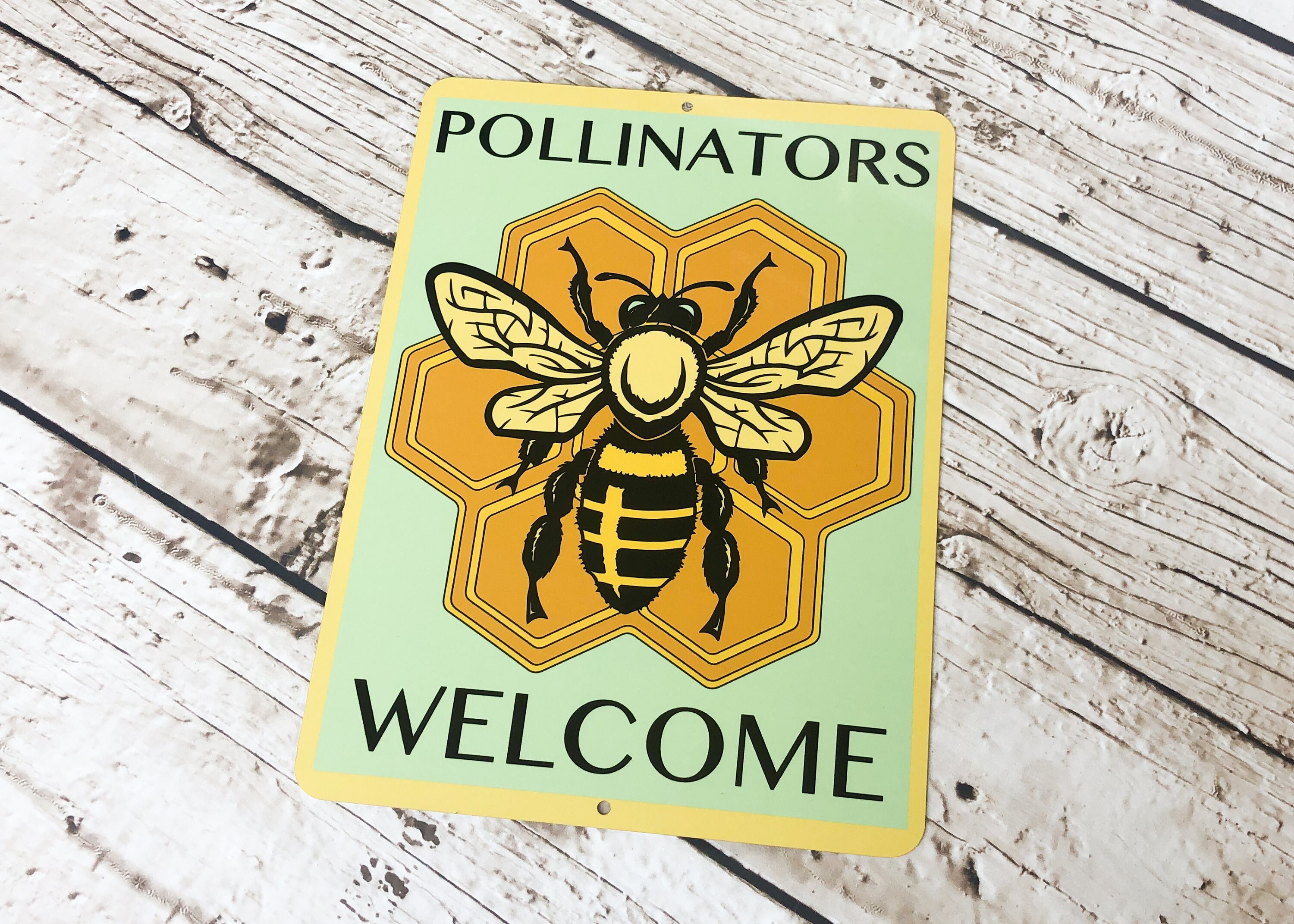 Gardening Gift, Bee Garden Sign, Pollinators Welcome Yard Art, Metal ...