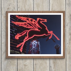 Dallas Pegasus Wall Art, Flying Mobil Pegasus, Dallas Photography, Neon ...