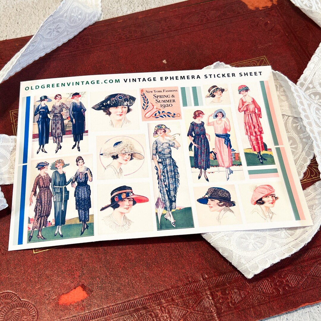 1920s Fashion Stickers Vintage Flapper Style Easy Peel for Scrapbook ...