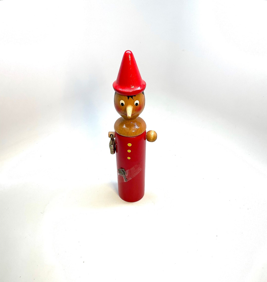 Pinocchio Doll Bank, Mastro Geppetto, Lock and Key, Toy, Handmade ...