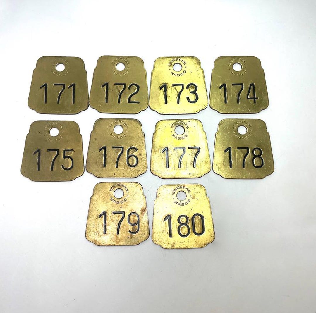 Vintage Solid Brass Cow Cattle Number Tags, Sequentially Numbered 171 ...