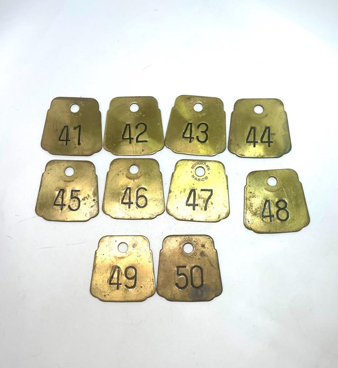 Vintage Solid Brass Cow Cattle Number Tags, Sequentially Numbered 41-50 ...