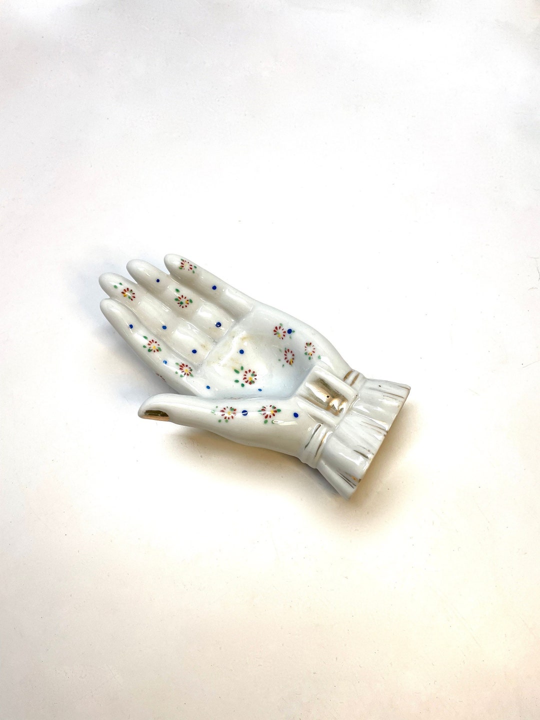 Vintage Hand Dish, Calling Card Holder, Trinket Dish, Soap Dish, Floral ...