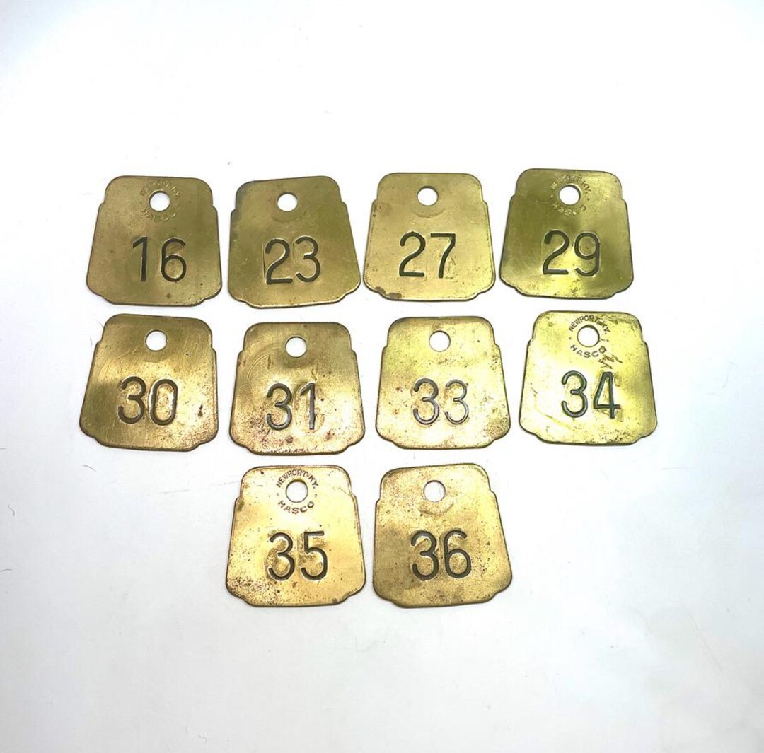 Vintage Solid Brass Cow Cattle Number Tags, Double Sided, Hasco ...