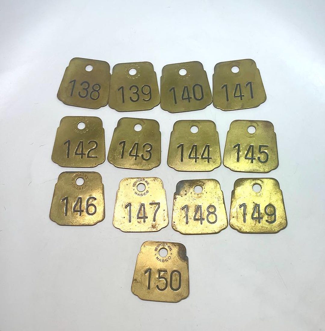 Vintage Solid Brass Cow Cattle Number Tags, Sequentially Numbered 138 ...