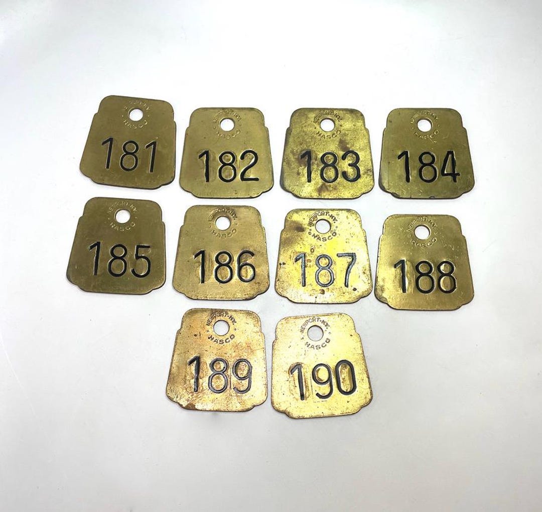 Vintage Solid Brass Cow Cattle Number Tags, Sequentially Numbered 181 ...