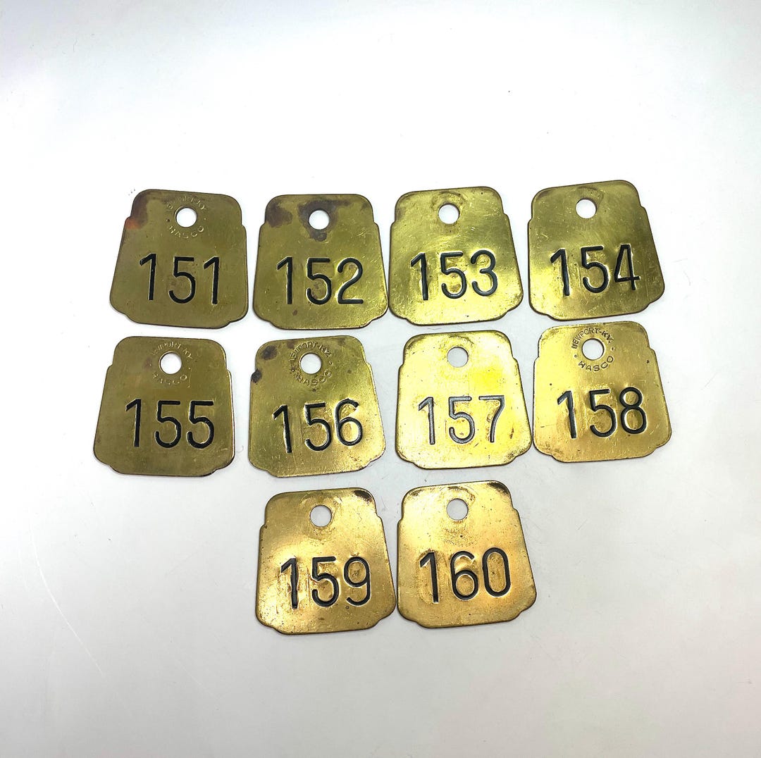 Vintage Solid Brass Cow Cattle Number Tags, Sequentially Numbered 151 ...