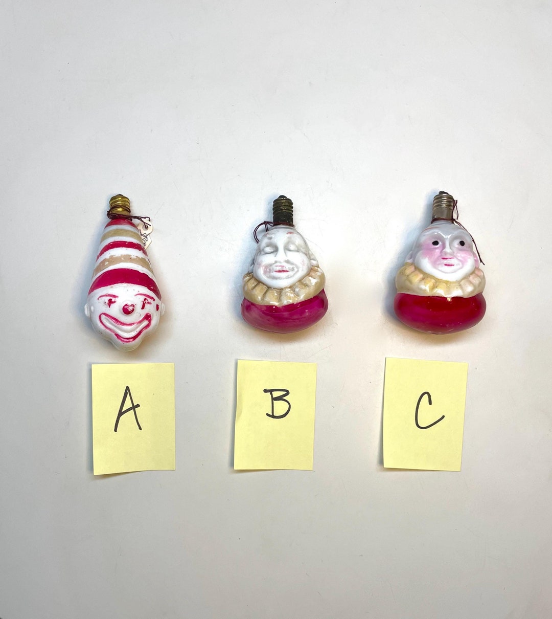 Vintage Hand Painted Milk Glass Figural Light Bulbs, Clown, C-6 Bulbs ...