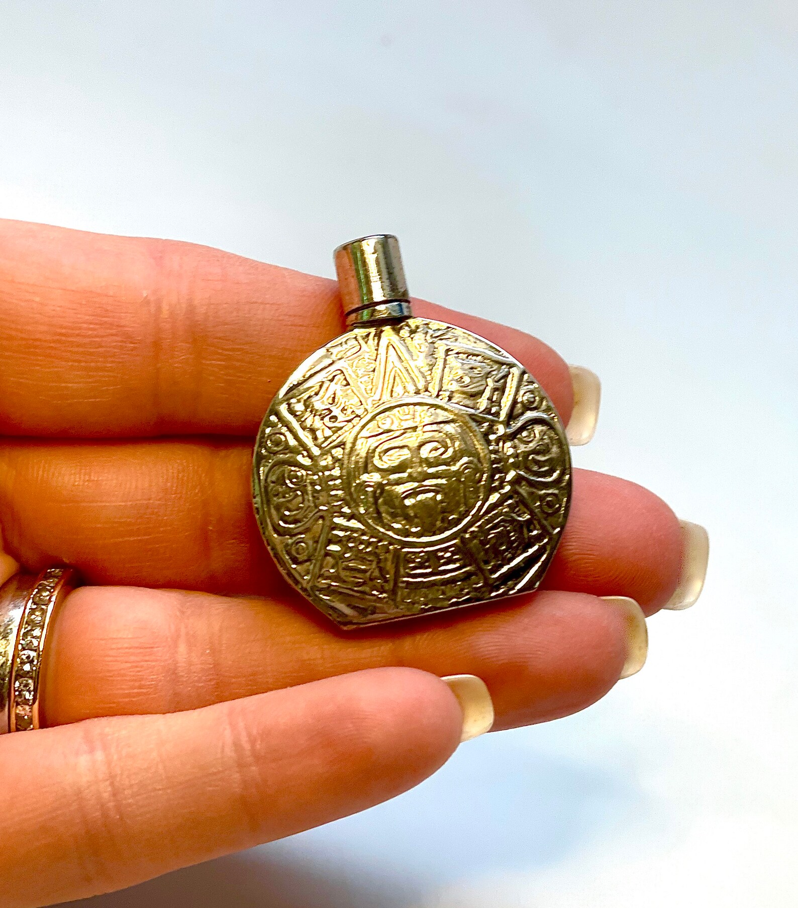 Vintage Mayan Aztec Calendar Sterling Silver Perfume Bottle - Etsy