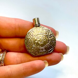 Vintage Mayan Aztec Calendar Sterling Silver Perfume Bottle, Snuff ...