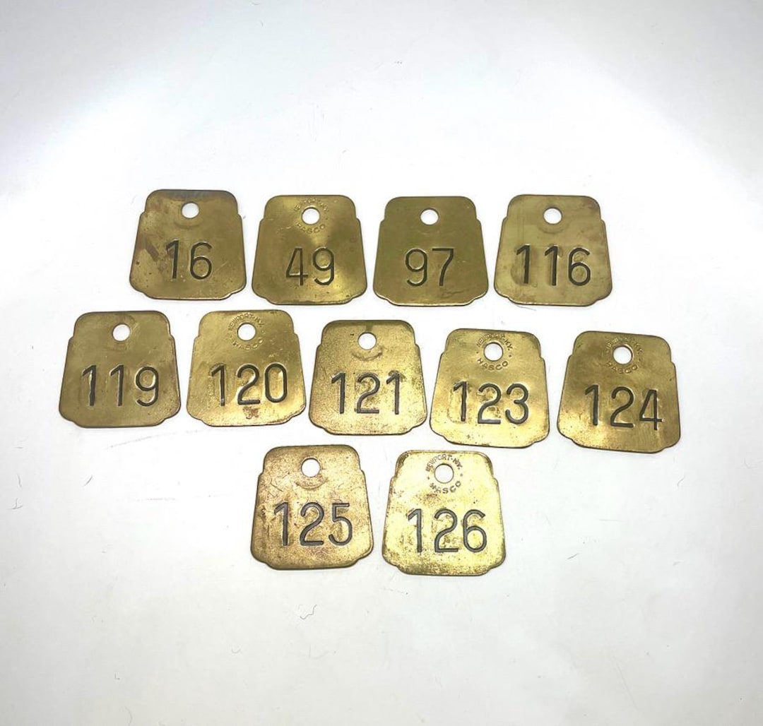Vintage Solid Brass Cow Cattle Number Tags, Double Sided, Hasco ...