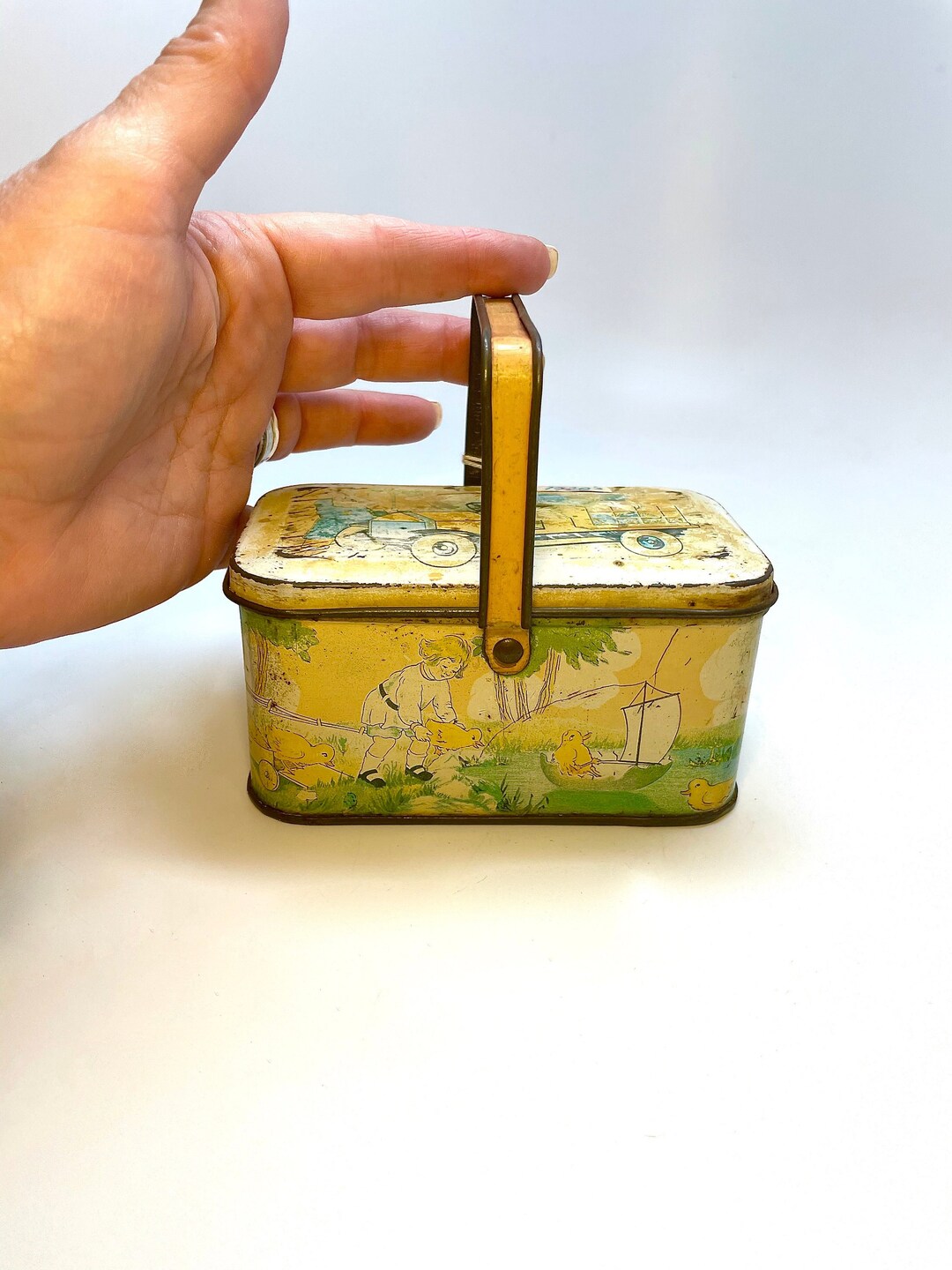 Antique Tindeco Easter Tin, Small Lunch Box Style With Handle, Rabbit ...
