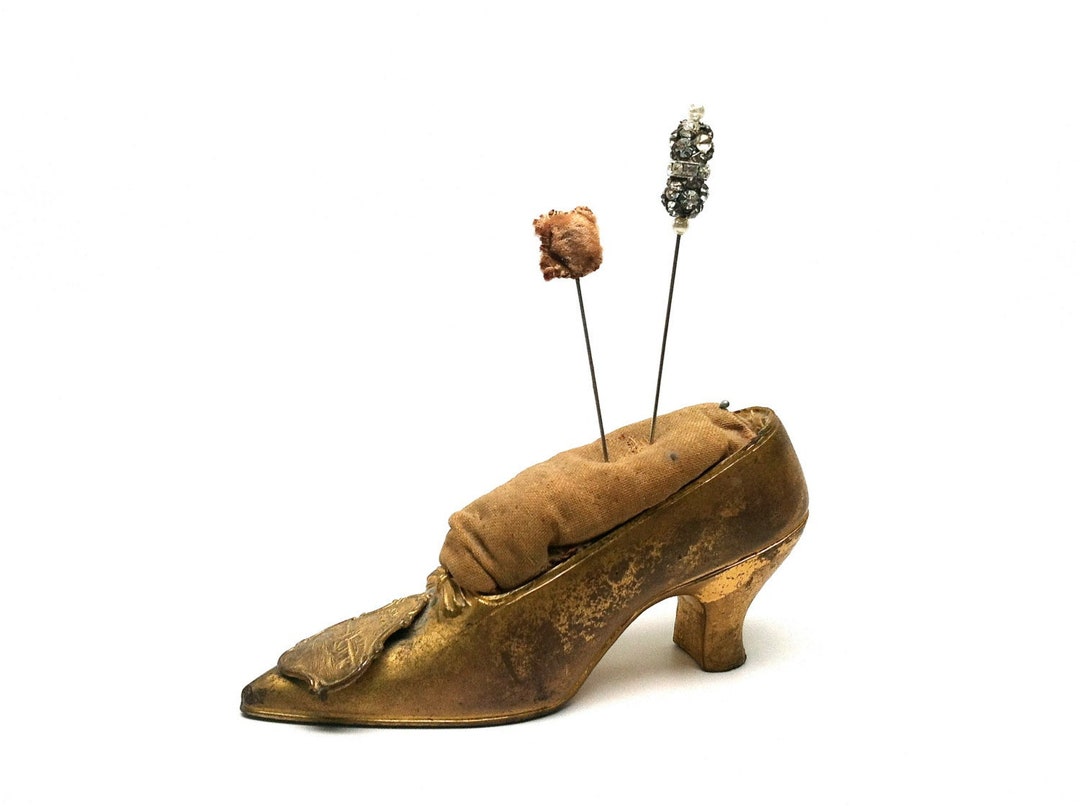 Antique Shoe Pin Cushion, Victorian Shoe, Niagara Falls, Bronze, Shoe ...