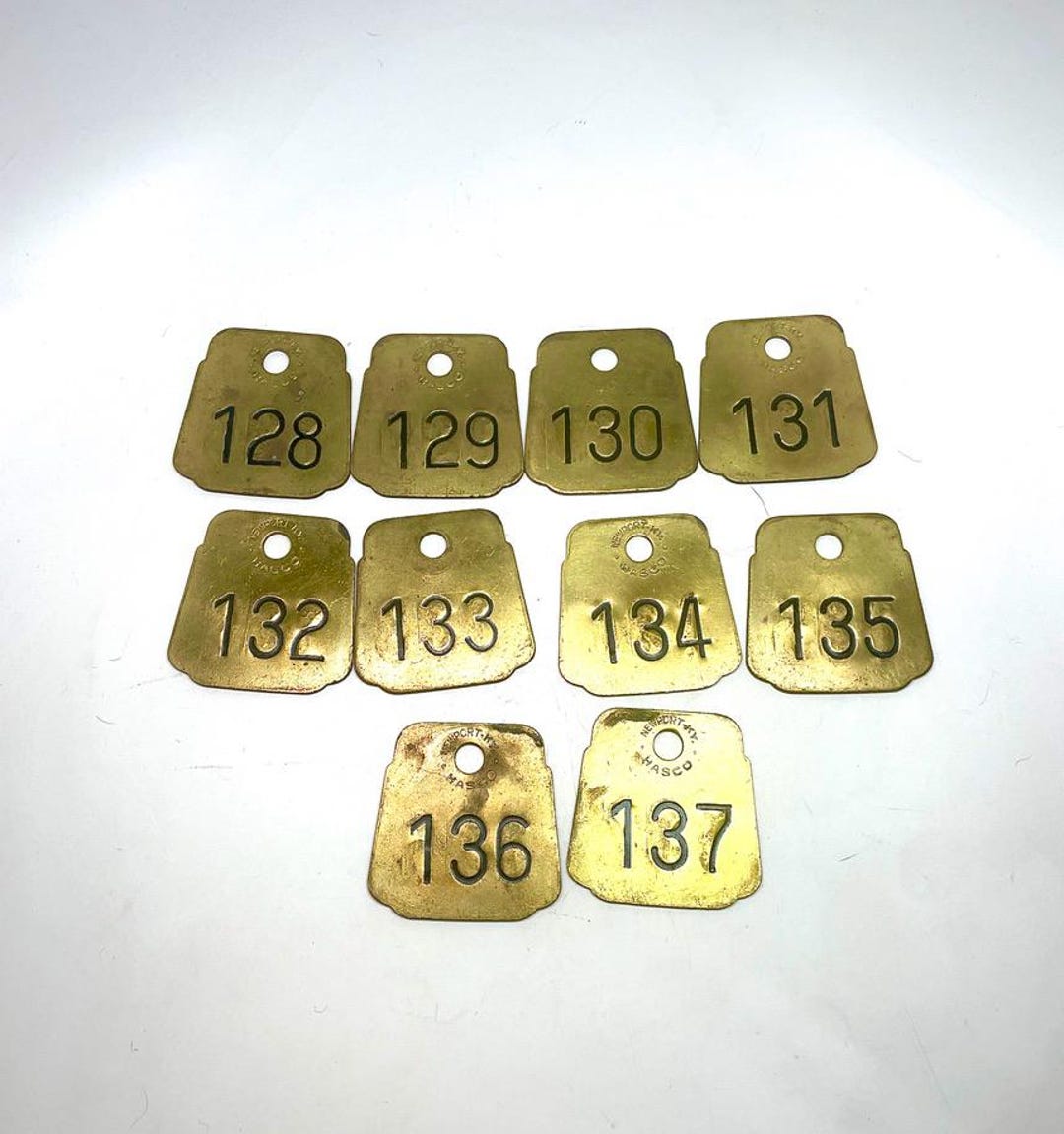 Vintage Solid Brass Cow Cattle Number Tags, Sequentially Numbered 128 ...