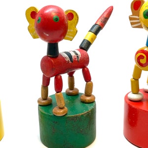 Vintage Push Puppets, Cats, Wooden, Toy, Collapsable, Retro Toys, Italy ...