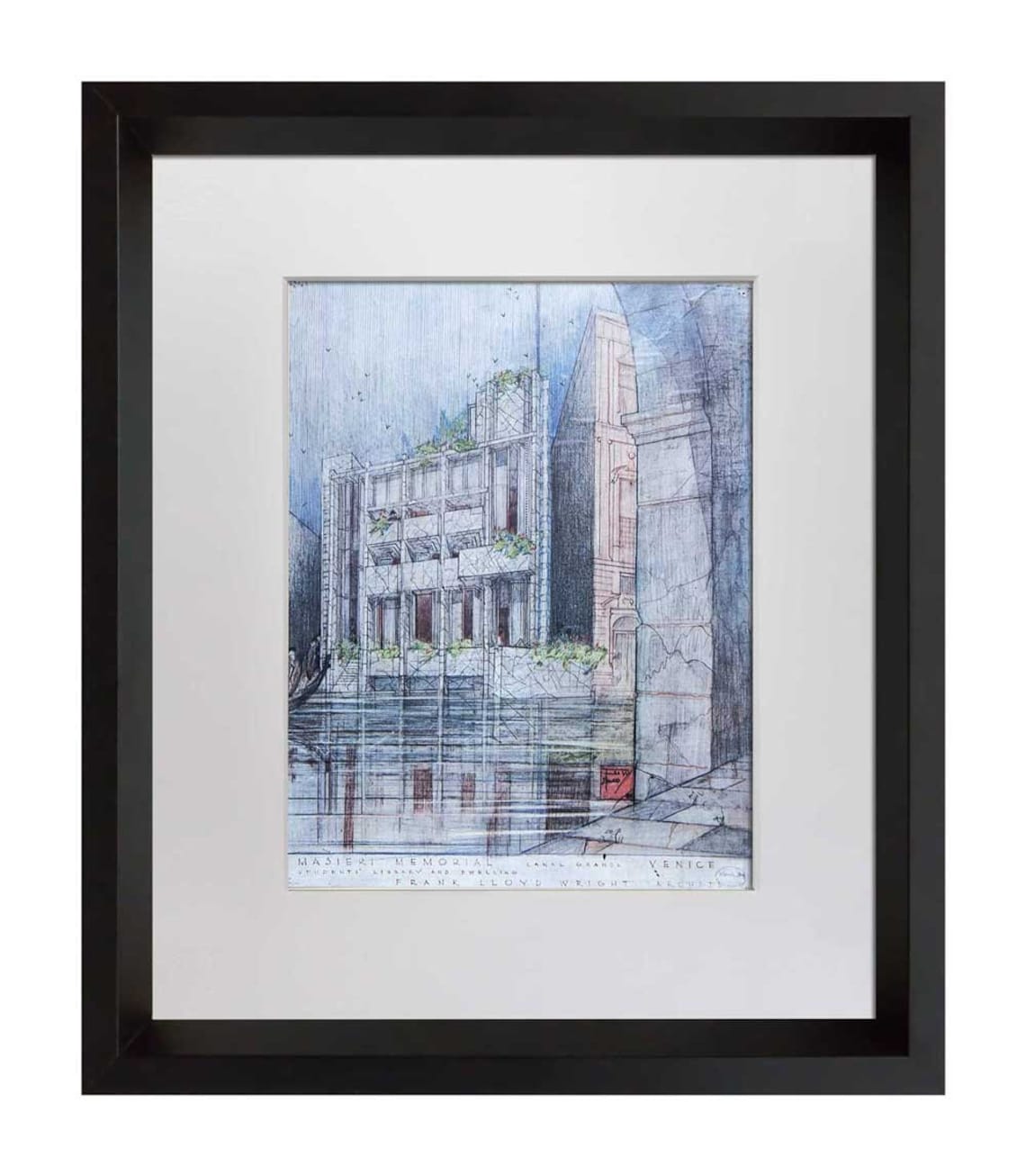 Frank Lloyd WRIGHT Lithograph masieri Memorial, Italy LIMITED Ed. W ...