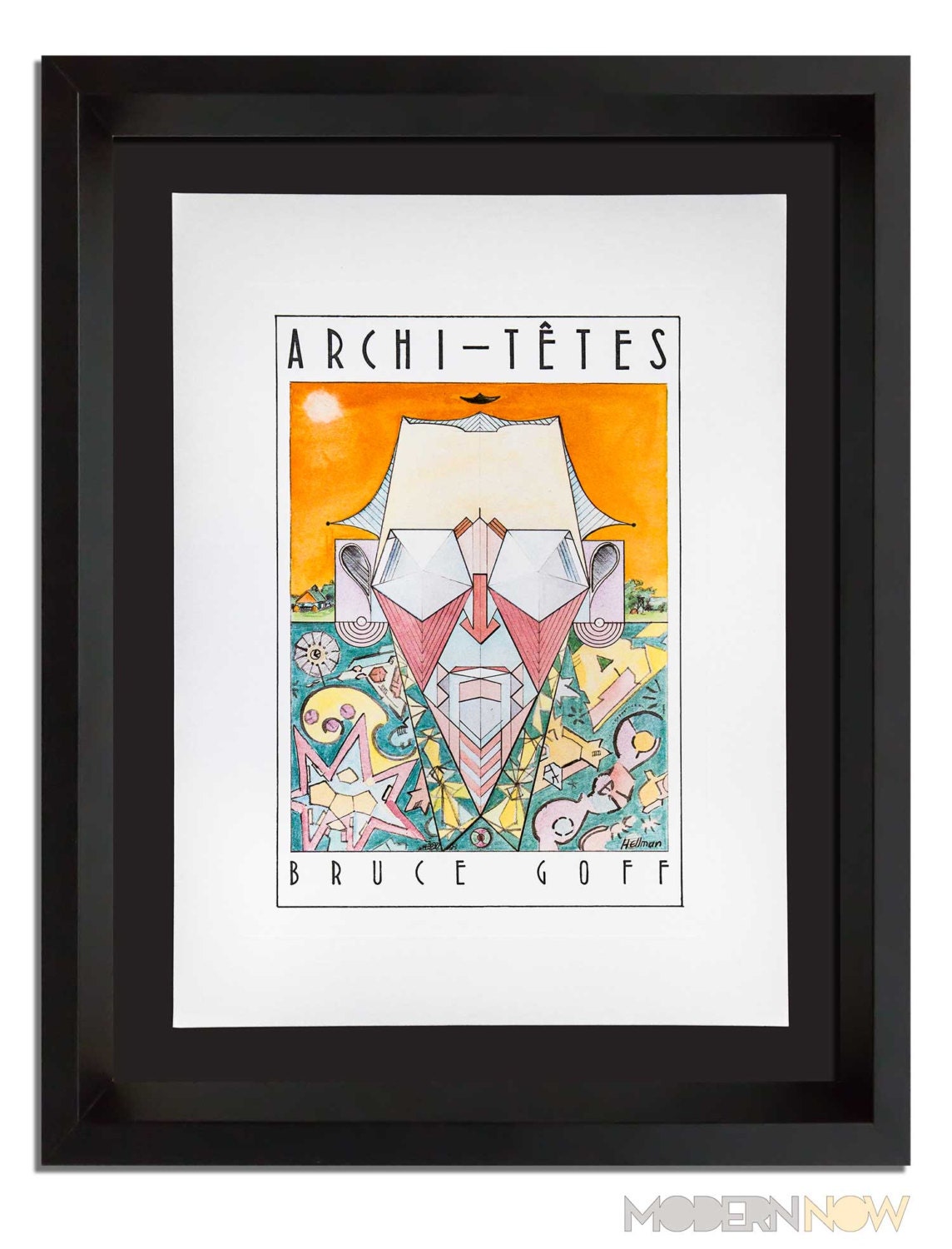 Bruce GOFF ORIGINAL Lithograph by Hellman *signed *custom Frame * RARE ...