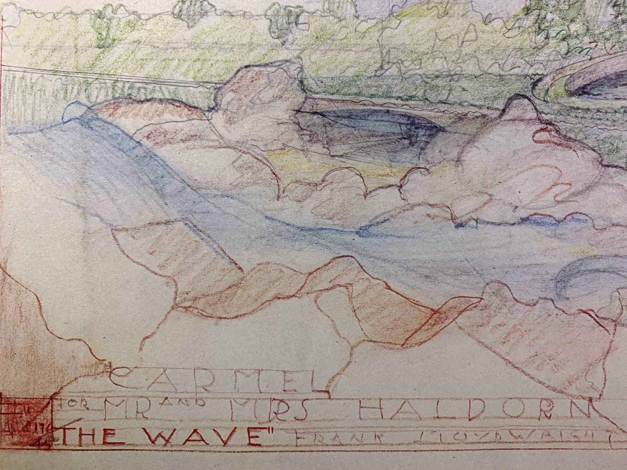Frank Lloyd WRIGHT Lithograph SIGN Stuart Haldorn House "the Wave" 1945 ...