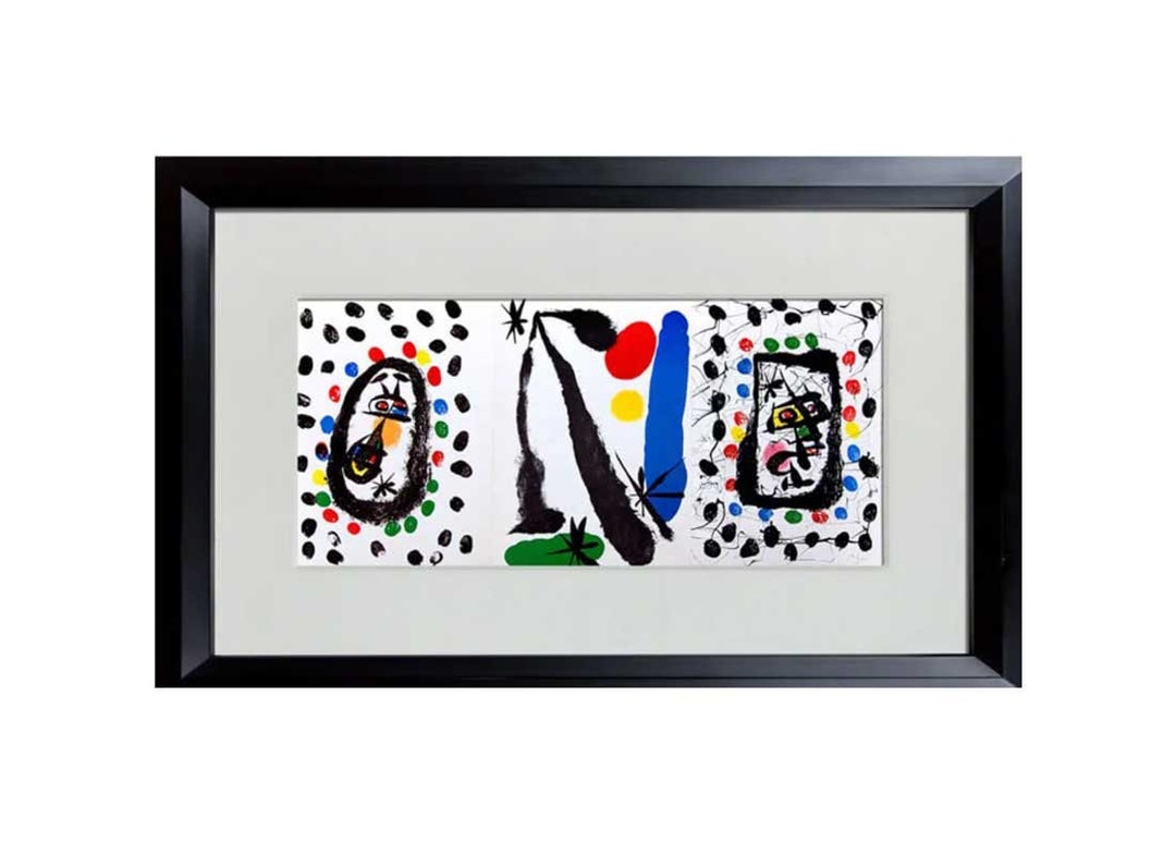 Joan Miro HAND Signed Triptych Lithograph Original 1959 W/cat.ref ...