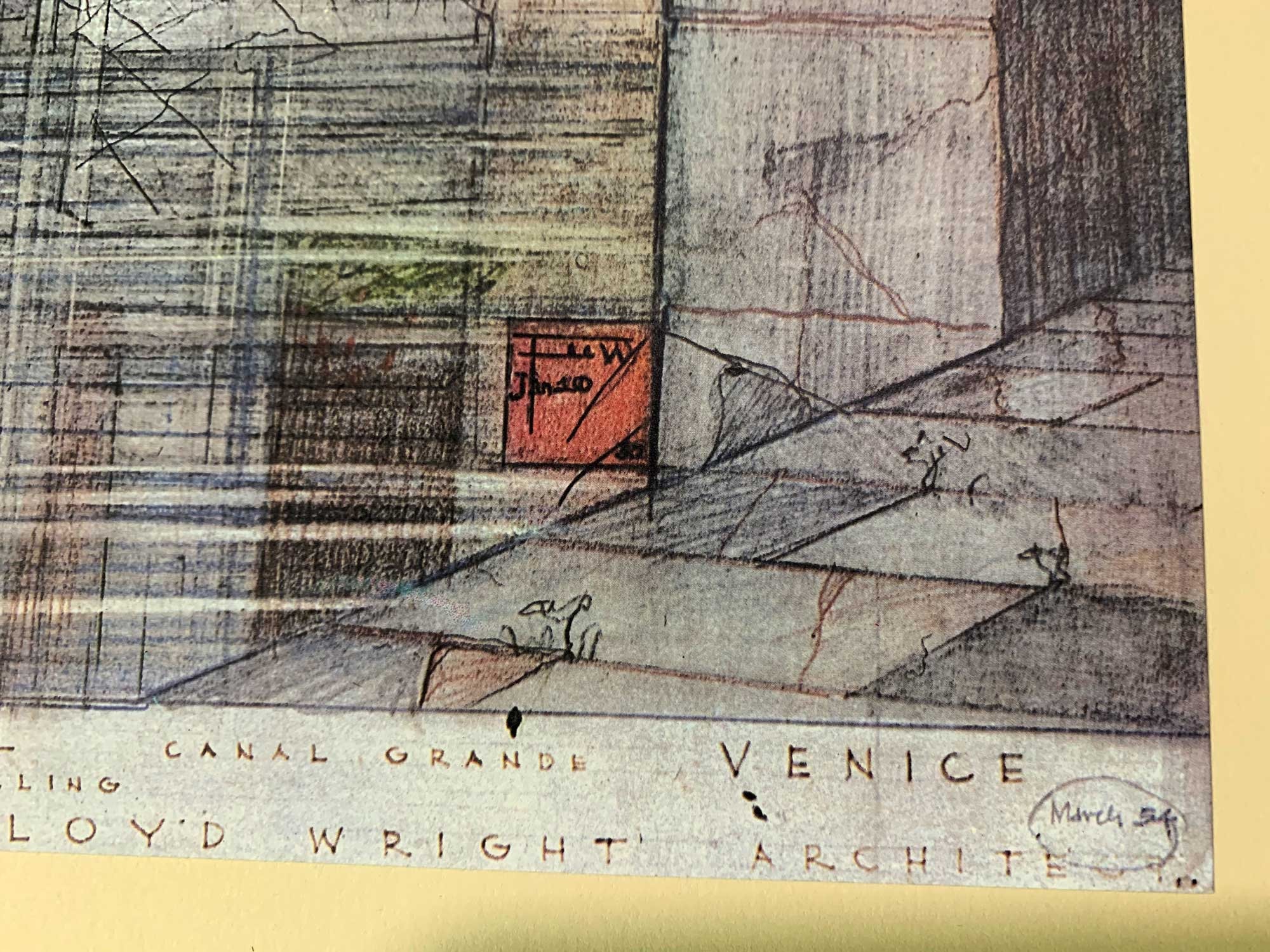 Frank Lloyd WRIGHT Lithograph masieri Memorial, Italy LIMITED Ed. W ...
