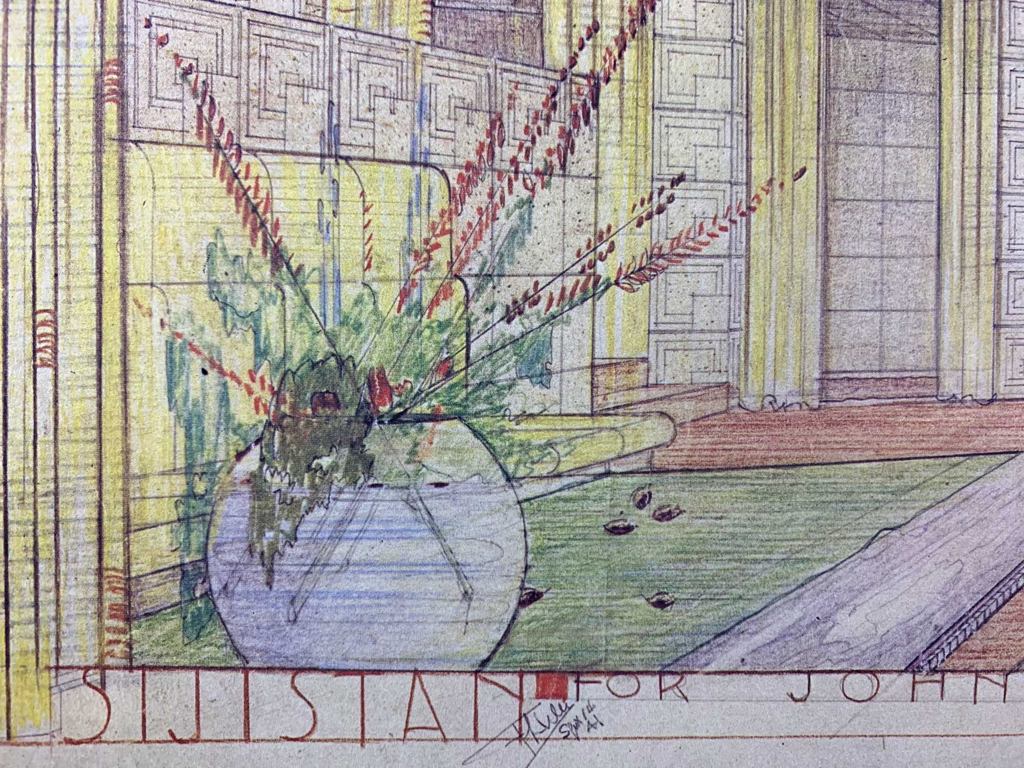Frank Lloyd WRIGHT Lithograph SIGN "sijistan" Remodel for Charles Ennis ...