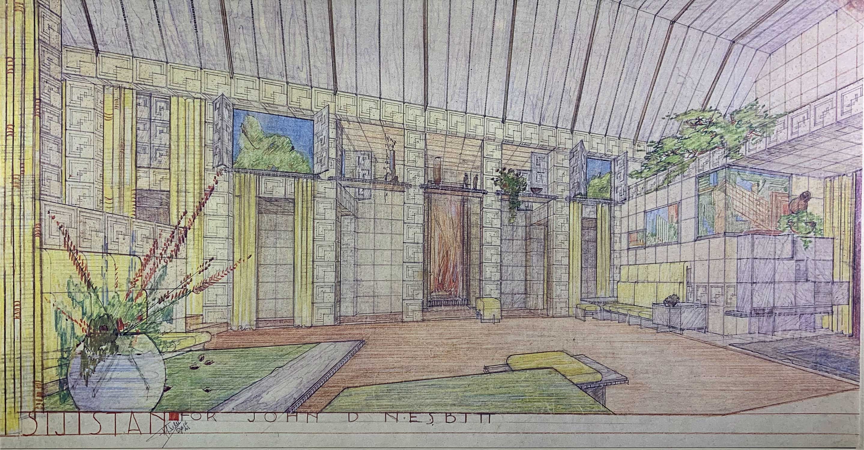 Frank Lloyd WRIGHT Lithograph SIGN "sijistan" Remodel for Charles Ennis ...