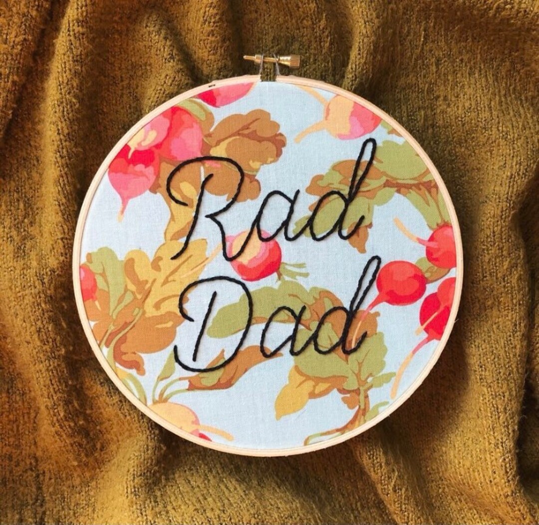 Rad Dad, Fathers Day, Punny, Pun Embroidery, Pun Decor, Vegan Joke ...