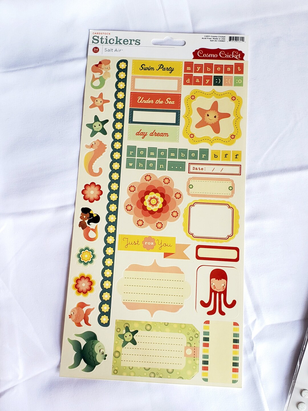 COSMO CRICKET Salt Air Cardstock Stickers 34 Pcs - Etsy