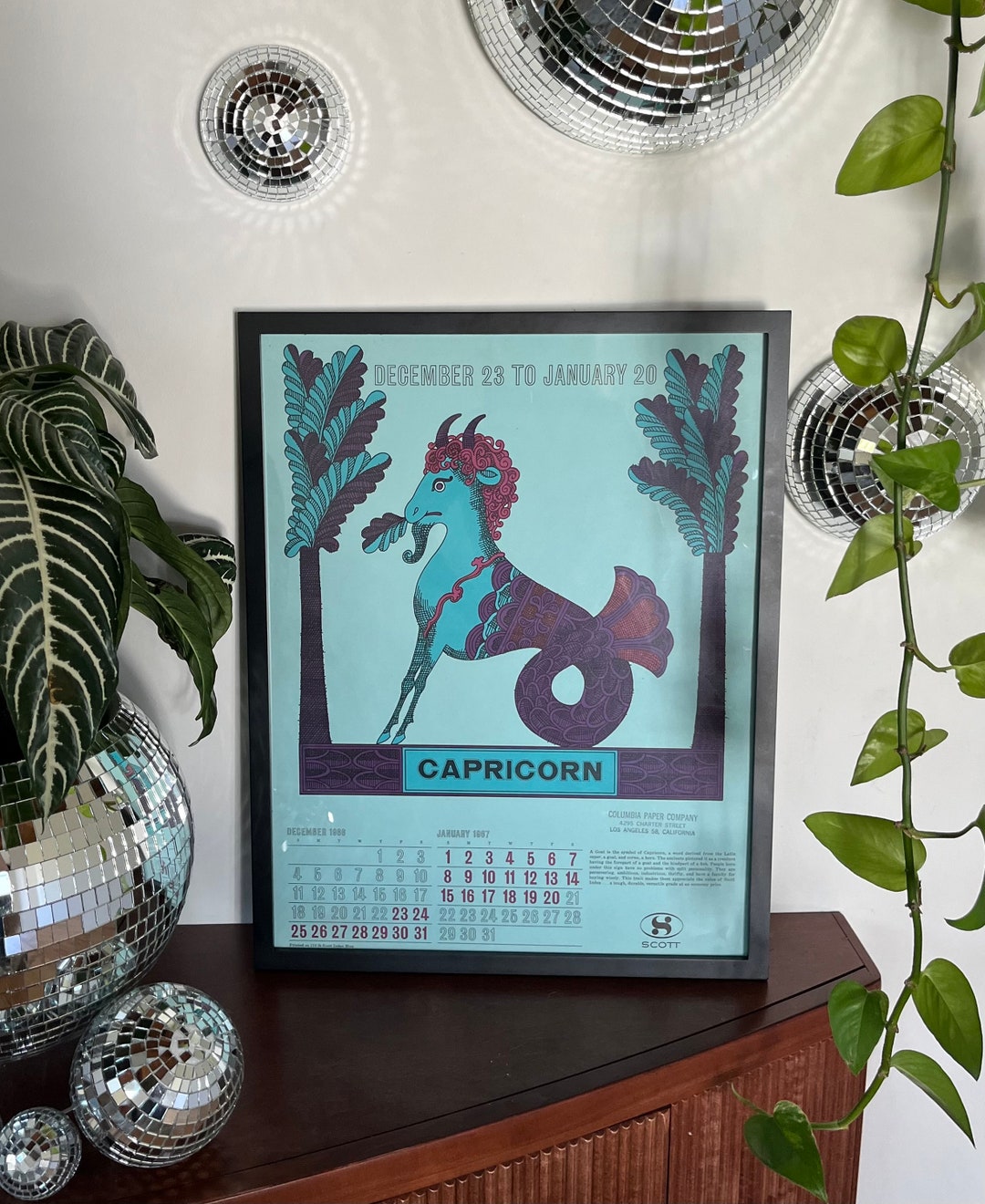 Vintage 1966 Capricorn Calendar Page - Etsy
