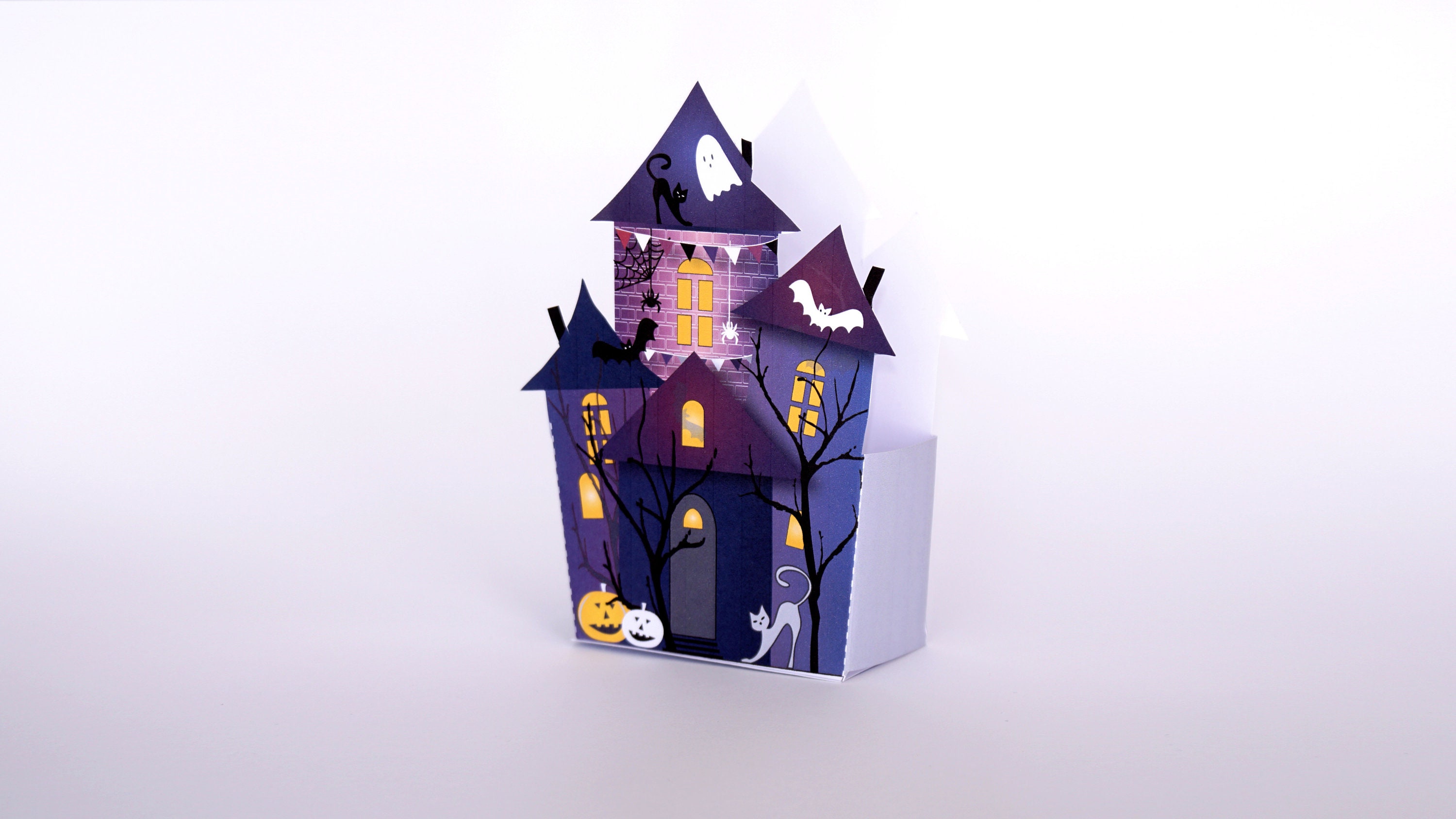 Halloween Haunted House Template Papercraft DIY Candy Box & Greeting ...