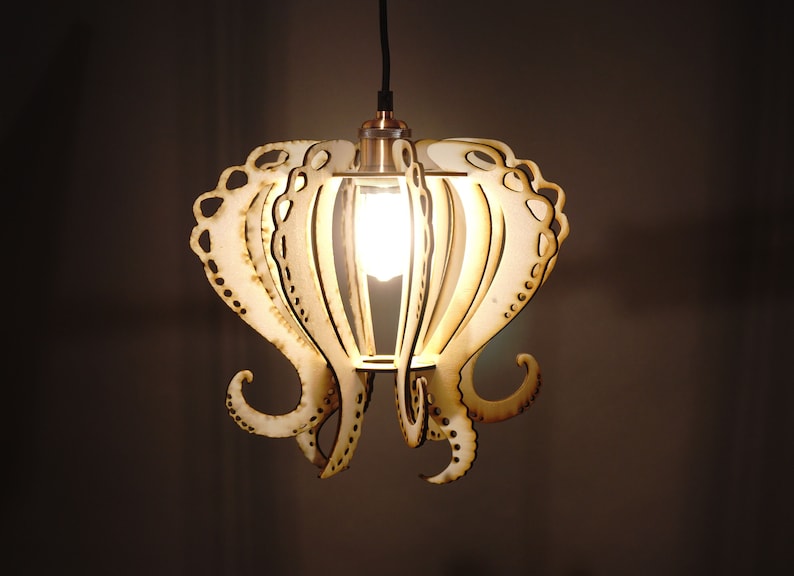 Octopus Lamp Laser Cut Template Wood Pendant Light Chandelier Lamp ...