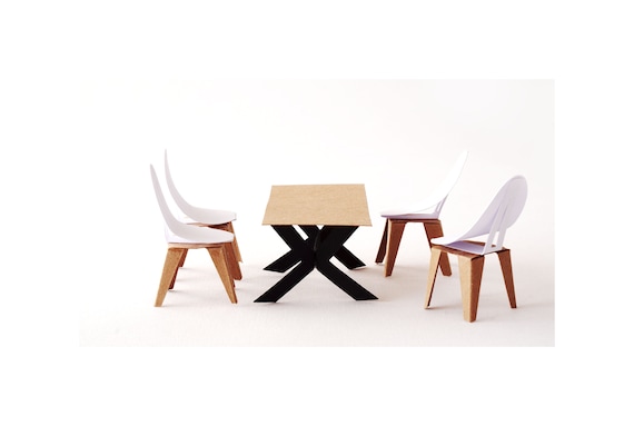 Chairs and Table Pdf Template Diy Midcentury Paper | Etsy