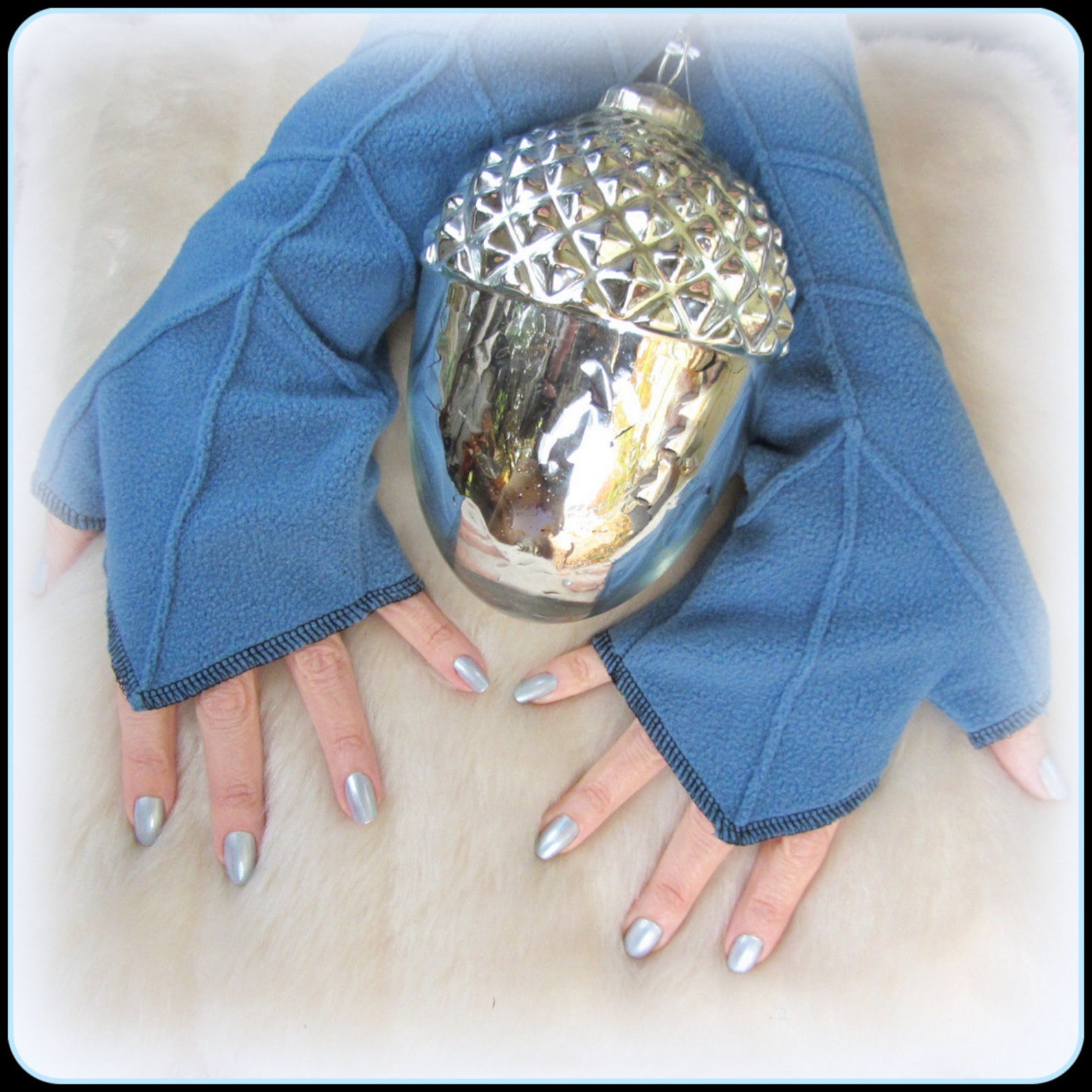 Light Blue Arm Warmers Fingerless Gloves ~ Festival Style Frozen Blue ...