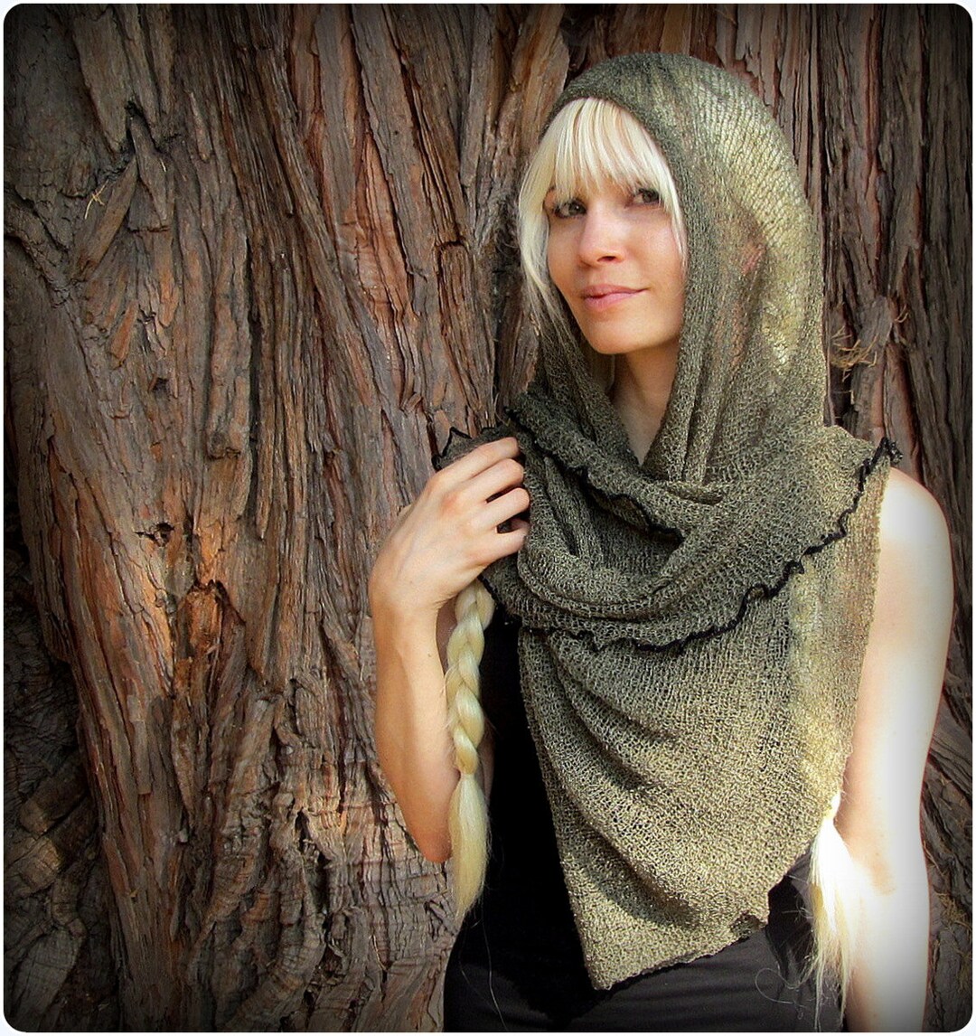 Festival Hood Cowl ~ Post Apocalyptic Burning Man Playa Wear ~ Sheer ...