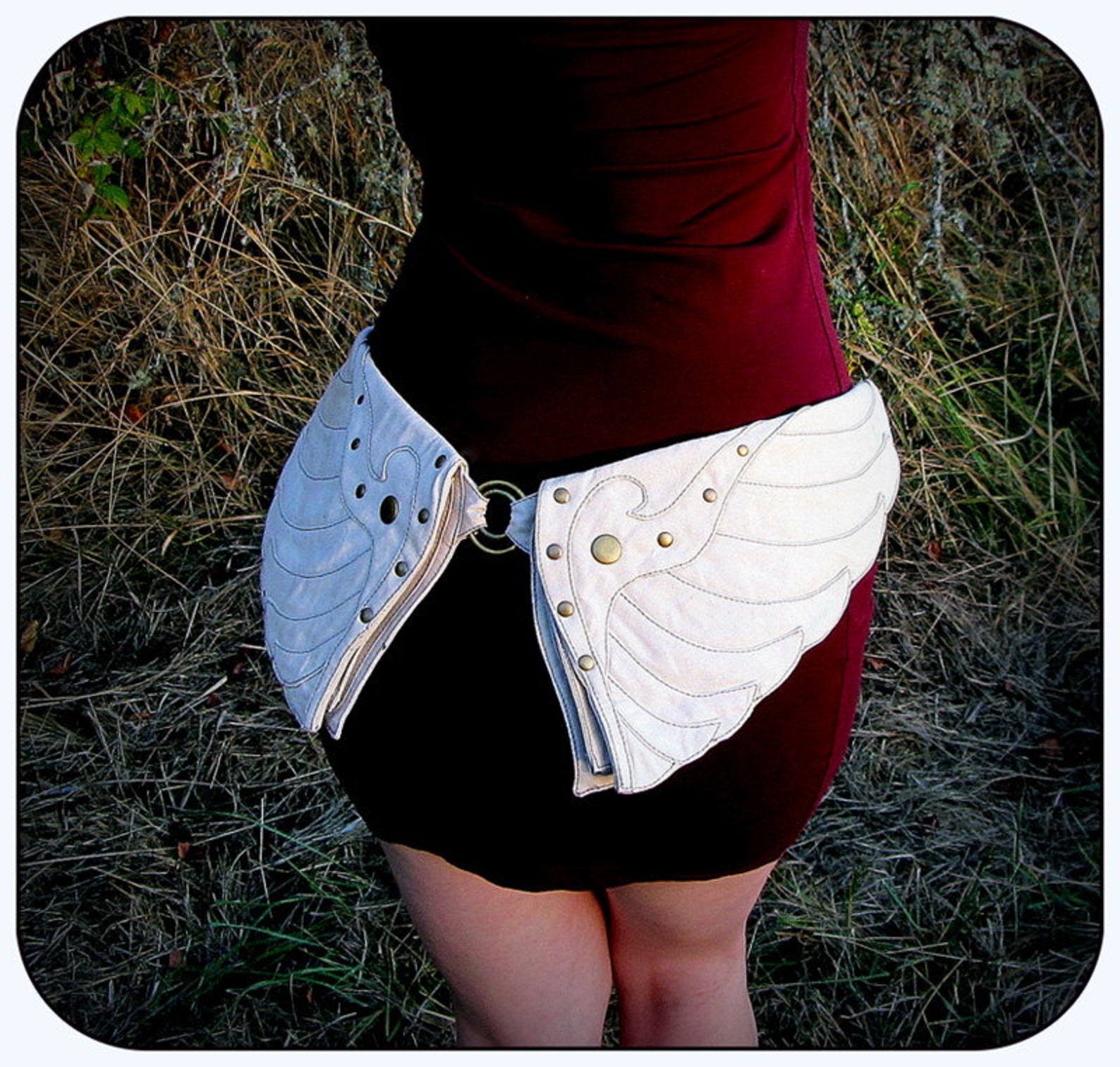 Burning Man Utility Belt ~ Angel Wings Hip Belt W /pockets ~ Warm Cream ...