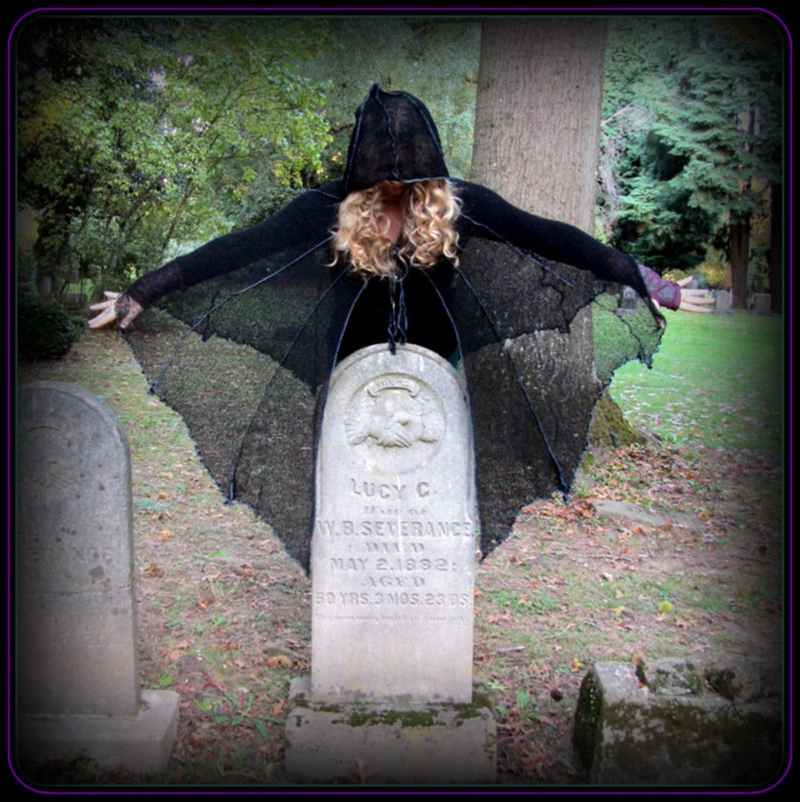 Halloween Vampire Bat Cloak W/ Hood Renaissance Festival | Etsy