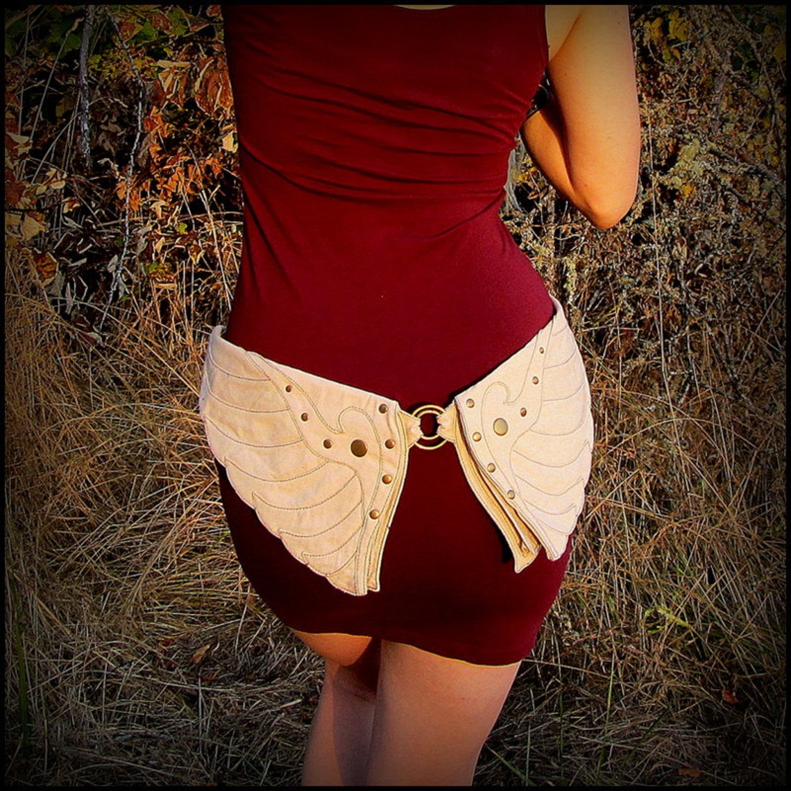 Burning Man Utility Belt ~ Angel Wings Hip Belt W /pockets ~ Warm Cream ...