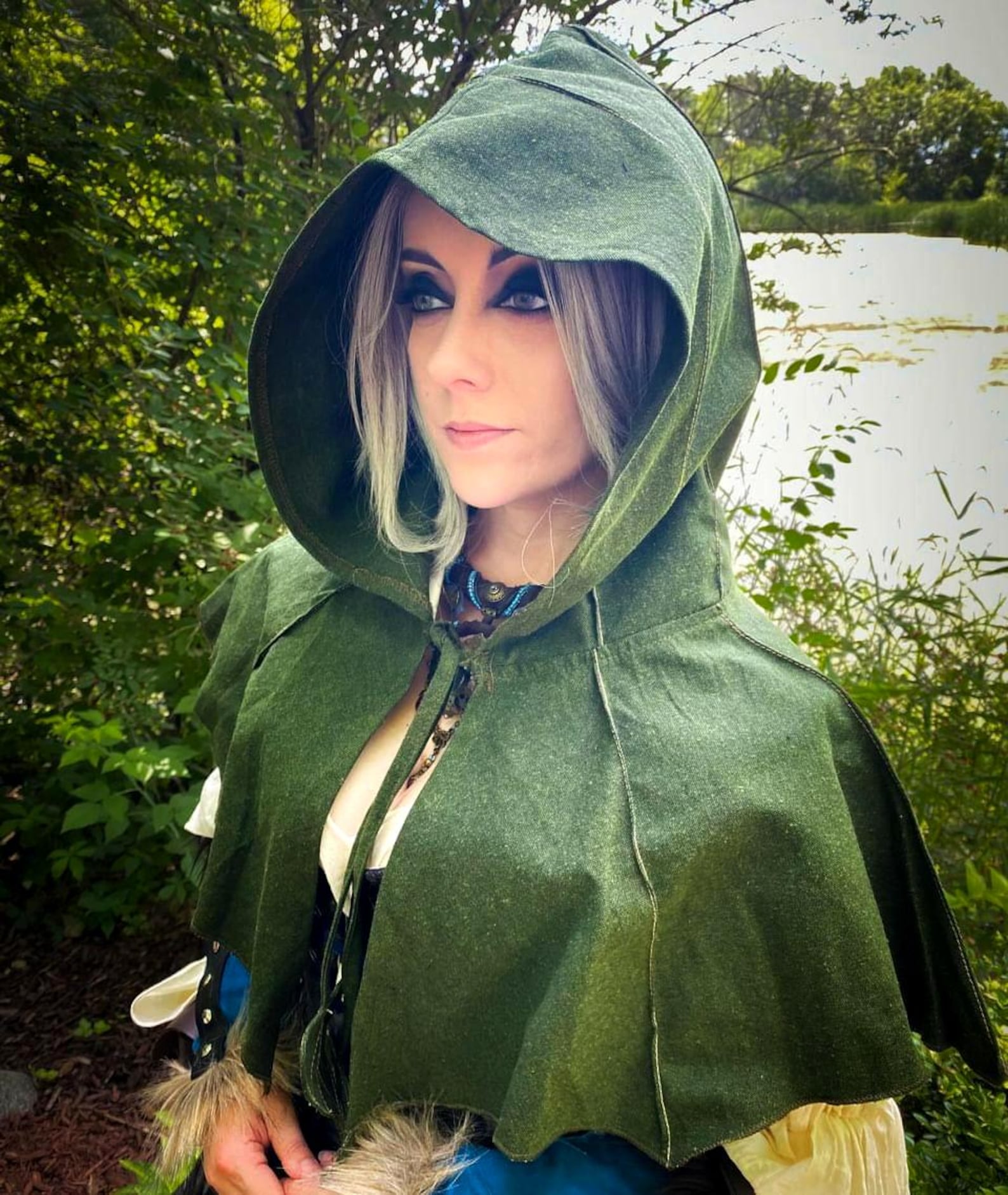 Hooded Leaf Cape - Renaissance Faire Capelet W/ Elven Woodland Style ...
