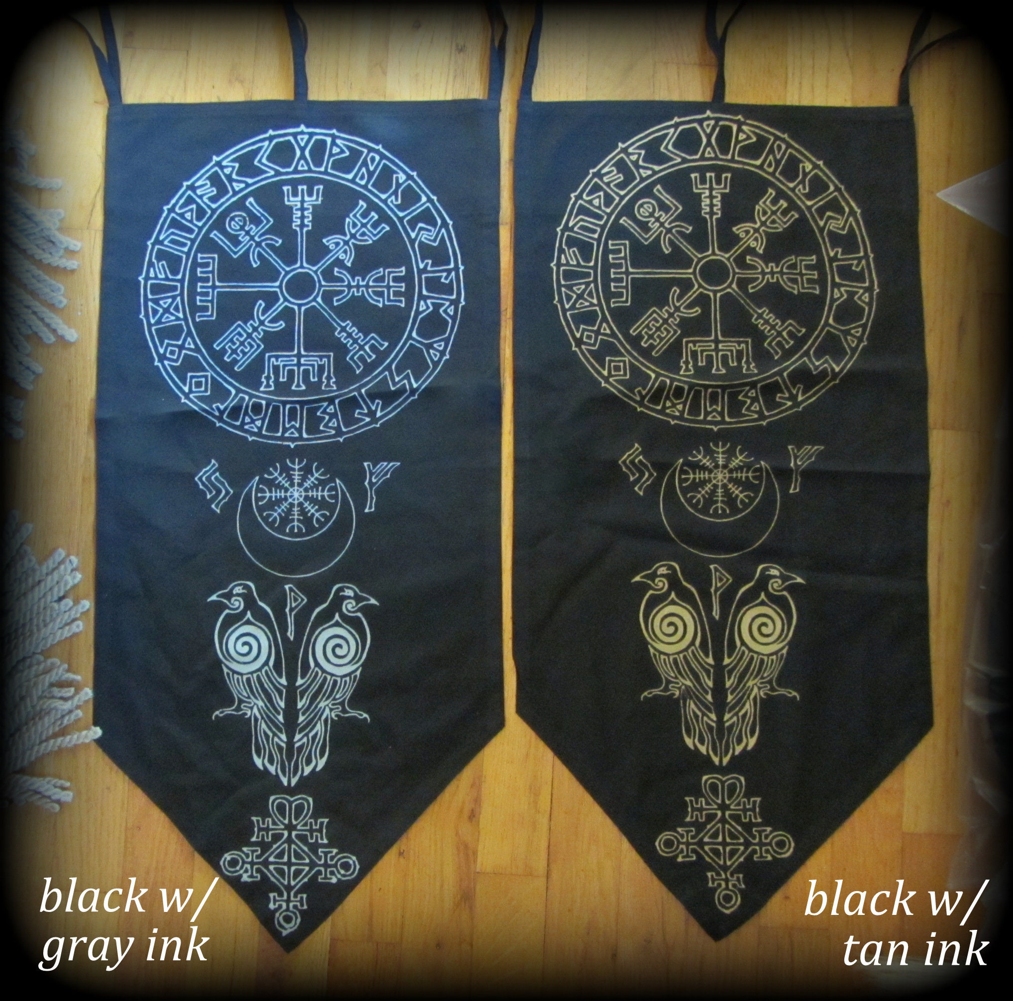 Yule Gift Vegvisir Viking Banner Runes Wall Hanging Helm of | Etsy UK