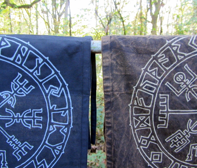 Yule Gift Vegvisir Viking Banner Runes Wall Hanging Helm of - Etsy
