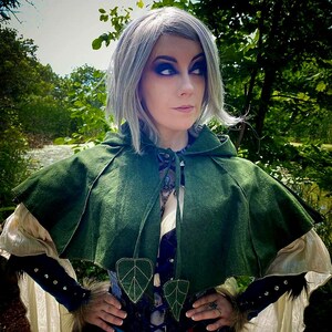 Hooded Leaf Cape - Renaissance Faire Capelet W/ Elven Woodland Style ...