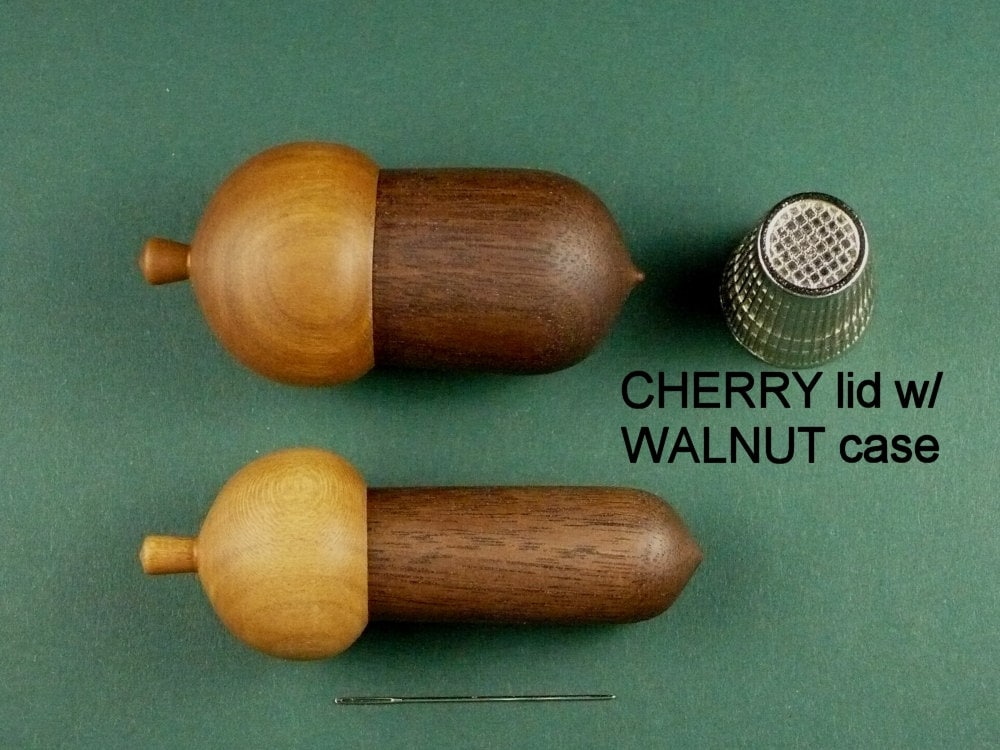 Acorn Needle Case Short and Acorn Thimble Case Set. Cherry Lid | Etsy