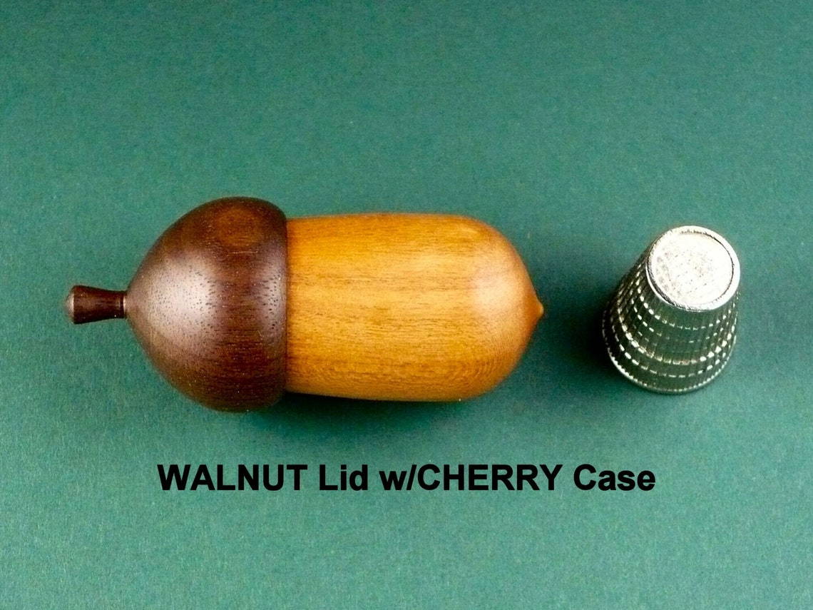Wood ACORN Thimble Case With a WALNUT Lid and CHERRY Case. - Etsy